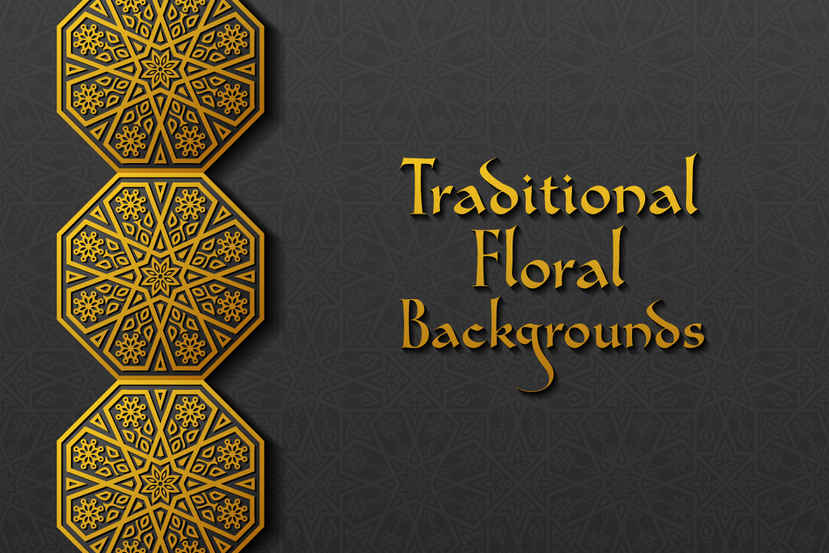 Traditional Floral Backgrounds Set, a Decorative Illustration by Absent A