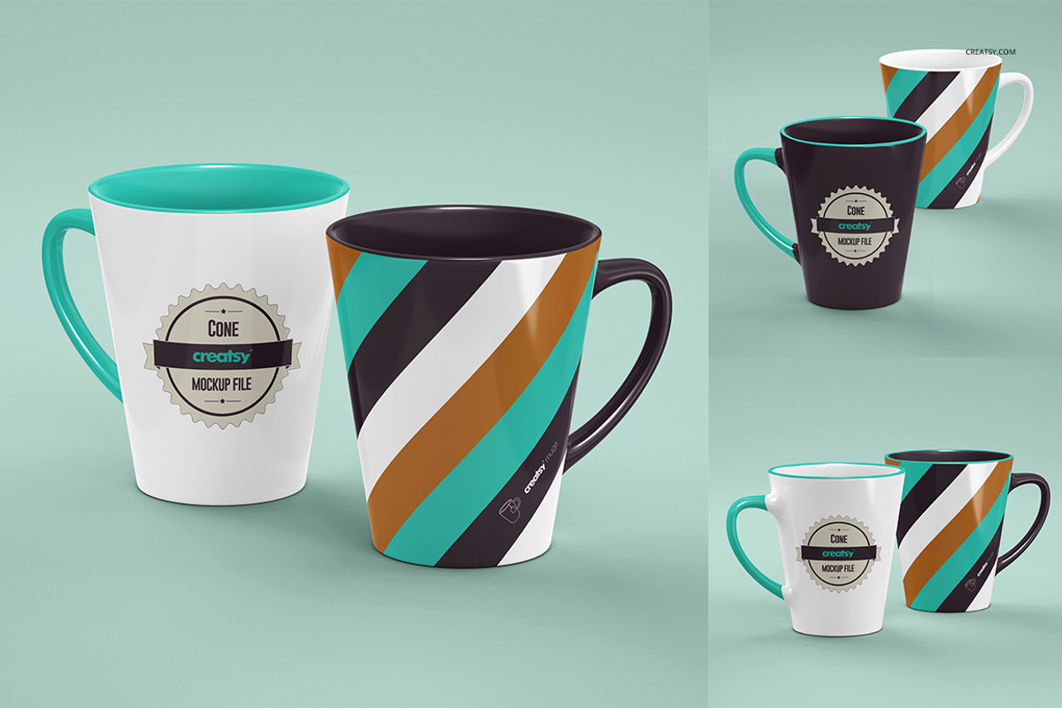 Cone Shape Mug Mockup Set, a Cups & Container Mockup by creatsy2