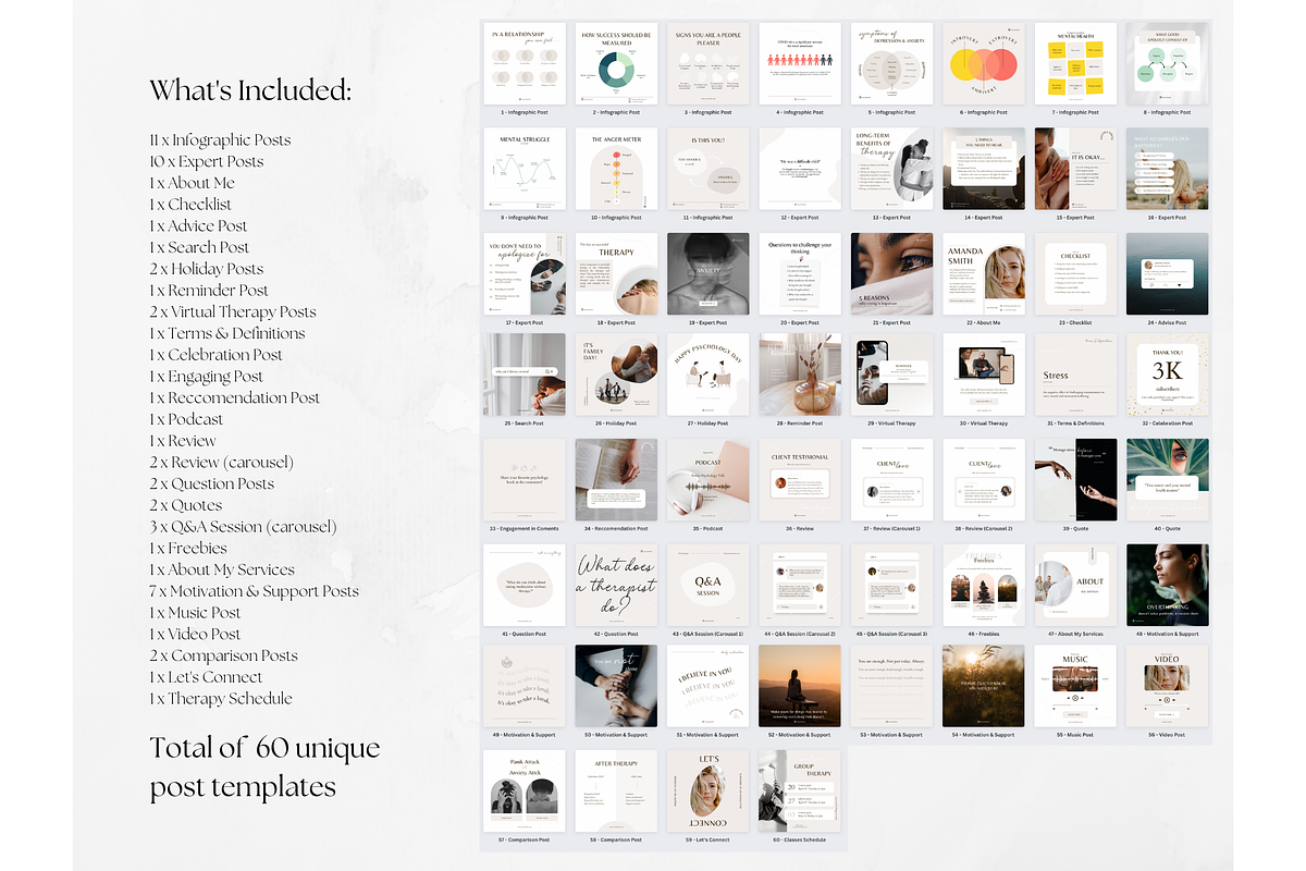 60 Psychologist Therapist Post, a Social Media Template by PatternLab.