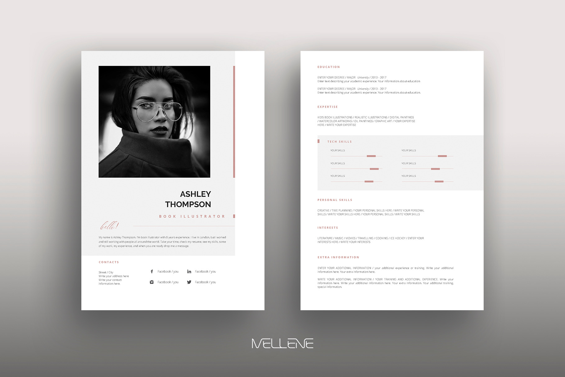 CV / Resume template for MS Word, a Resume Template by Mellene Templates