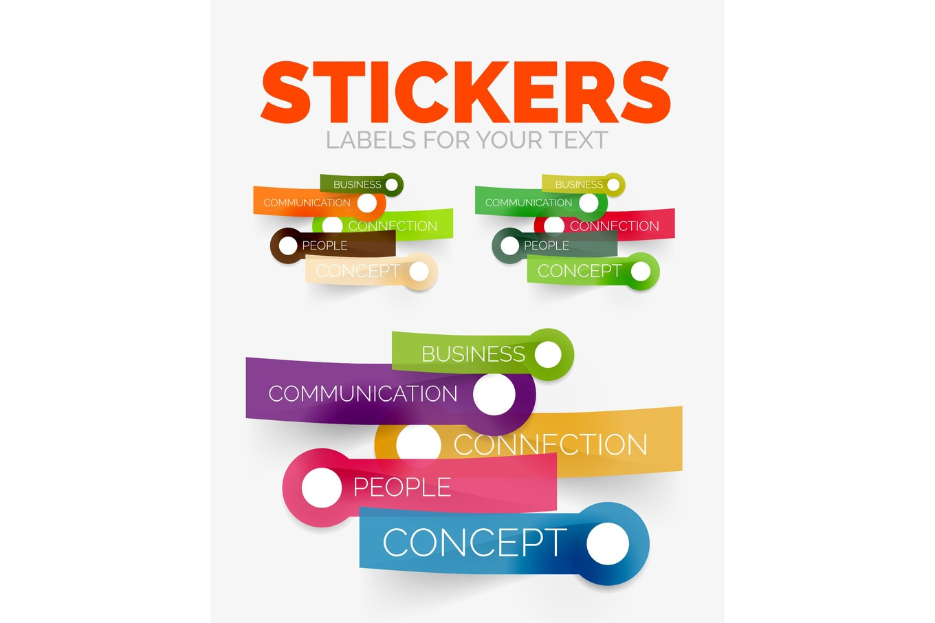 Vector design elements set of colour paper sticker icons, an Object ...