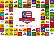 World Flags Ribbon Banners, an Advertising Mockup by Qaleb Studio