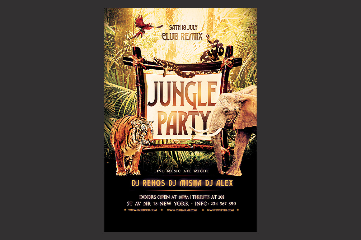 Jungle Party Flyer, a Flyer Template by DSGraphicDesign
