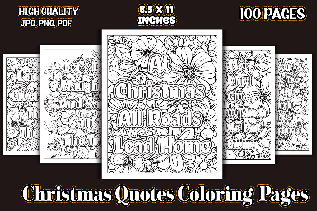 100 Christmas Quotes Coloring Pages, an Illustration by protabsorkar11