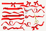 Red ribbon patterns collection., a Background Graphic by Lemberg Vector
