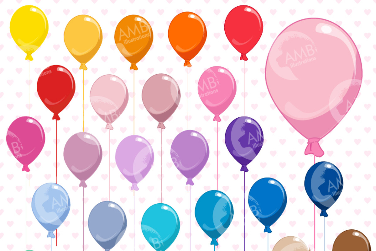 Birthday Party Balloons Clipart 1197, an Illustration by AMBillustrations