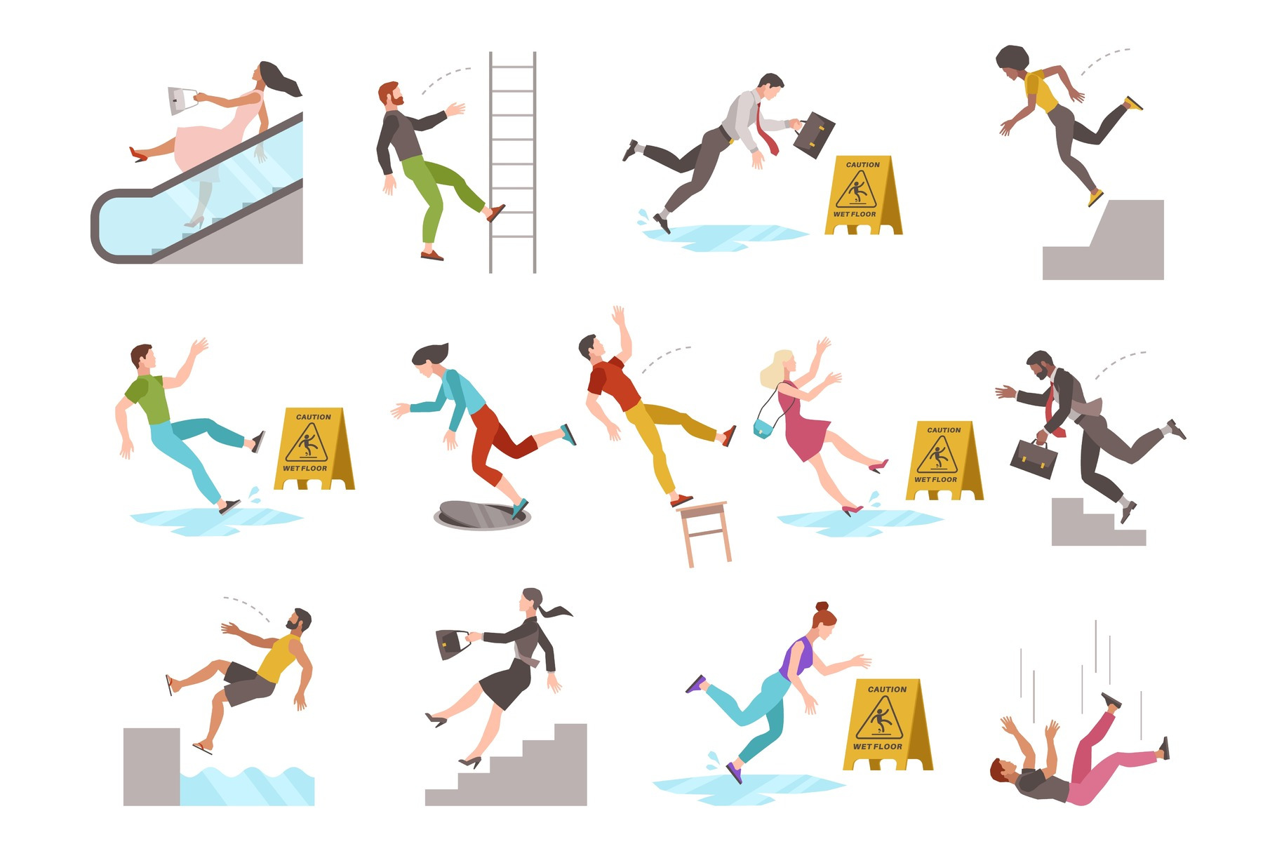 Falling people. People of different | People Illustrations ~ Creative ...