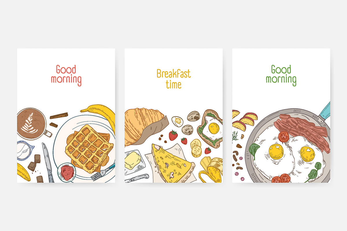 Breakfast backgrounds and banners, a Decorative Illustration by Good Studio