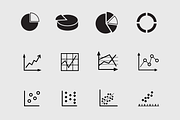 12 Graph and Chart Icons, an Outline Icon by Creative VIP