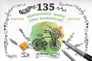 Handsketched rustic logo elements, an Object Illustration by Tatianakost49
