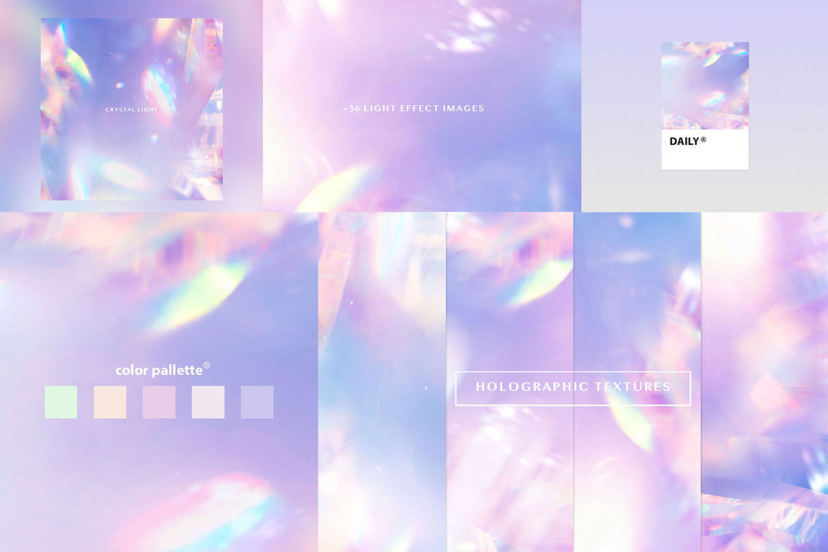 Holographic Crystal Light I Bundle, a Texture Graphic by by creative paper