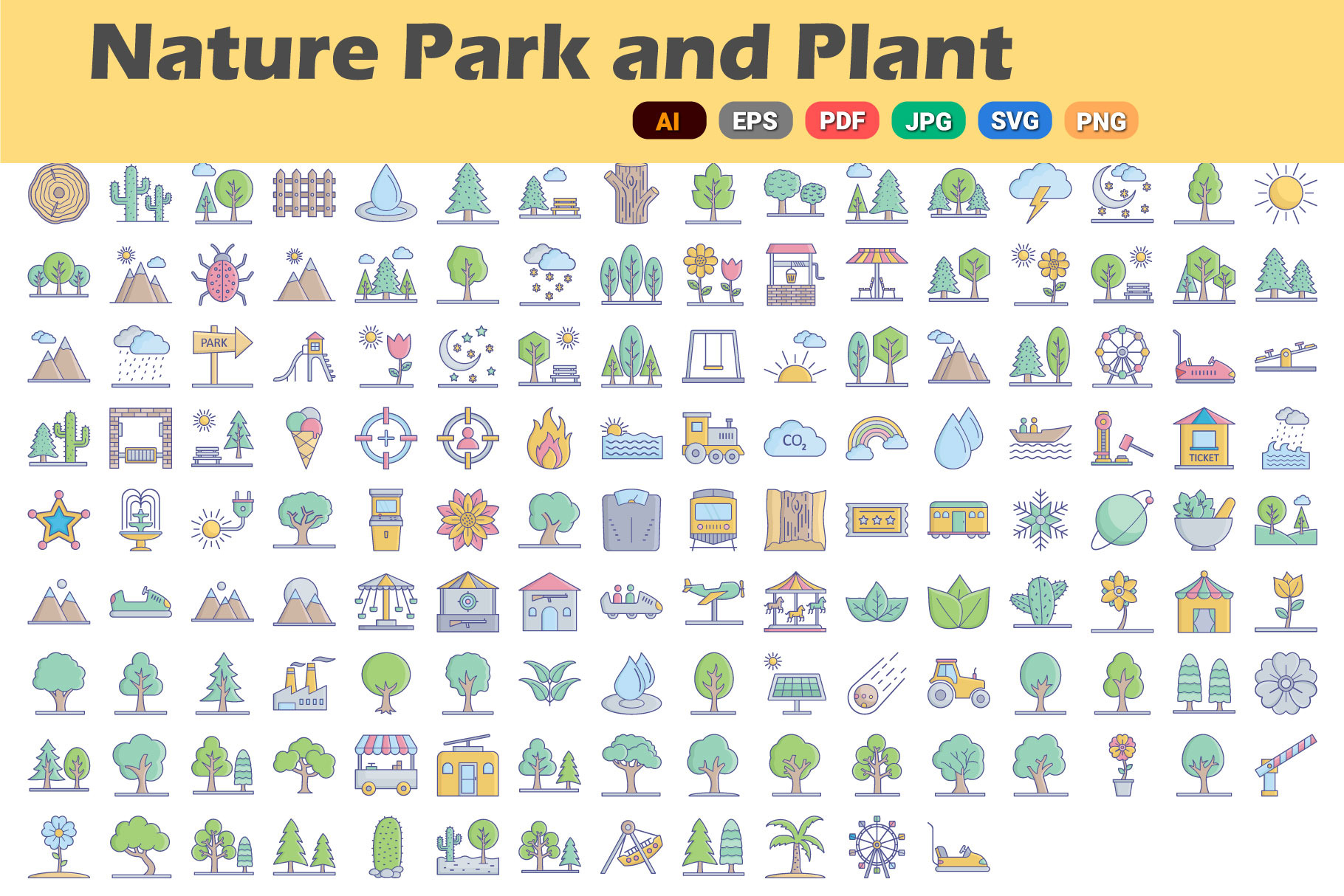 Nature Parks and Plants Icons Pack, an Outline Icon by Vector Portal