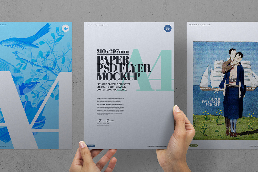 Hands Holding Flyer Mockup A4 Set