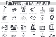 Corporate management black icons set, an Icon by Lemberg Vector