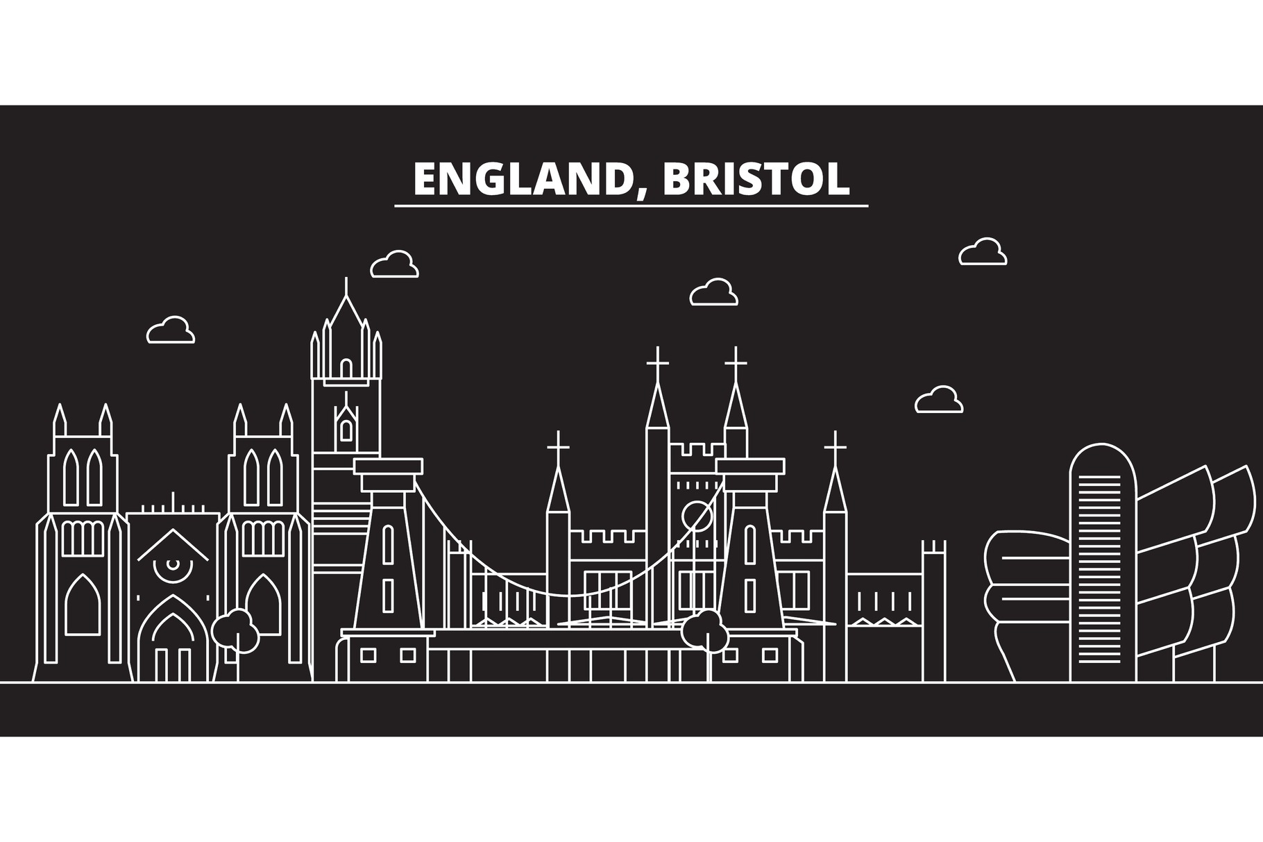 Bristol silhouette skyline. Great Britain - Bristol vector city ...