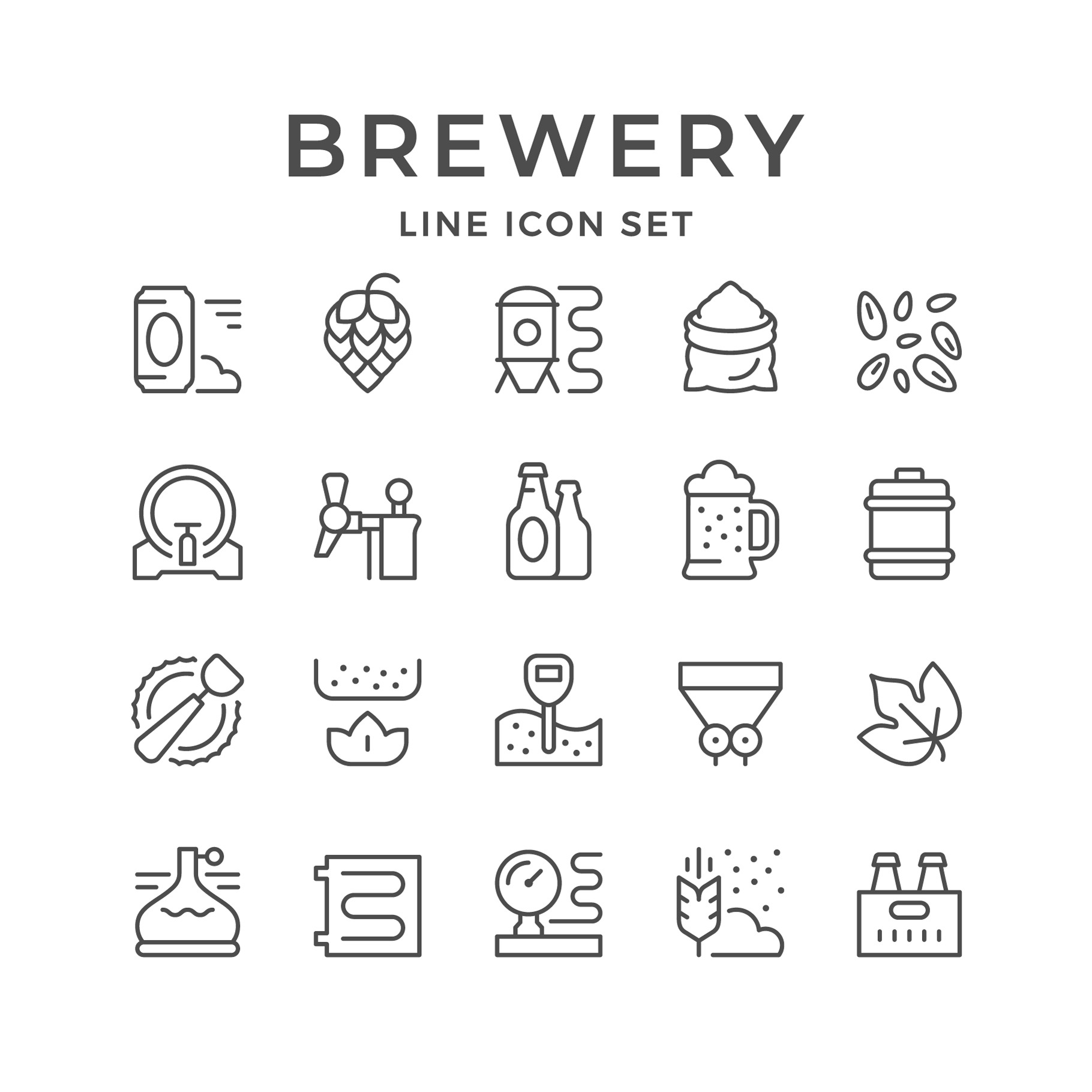 Set line icons of brewery, an Outline Icon by motorama