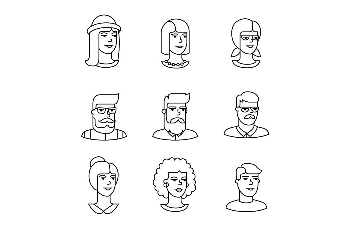 Human faces icons, an Outline Icon by Iconicbestiary