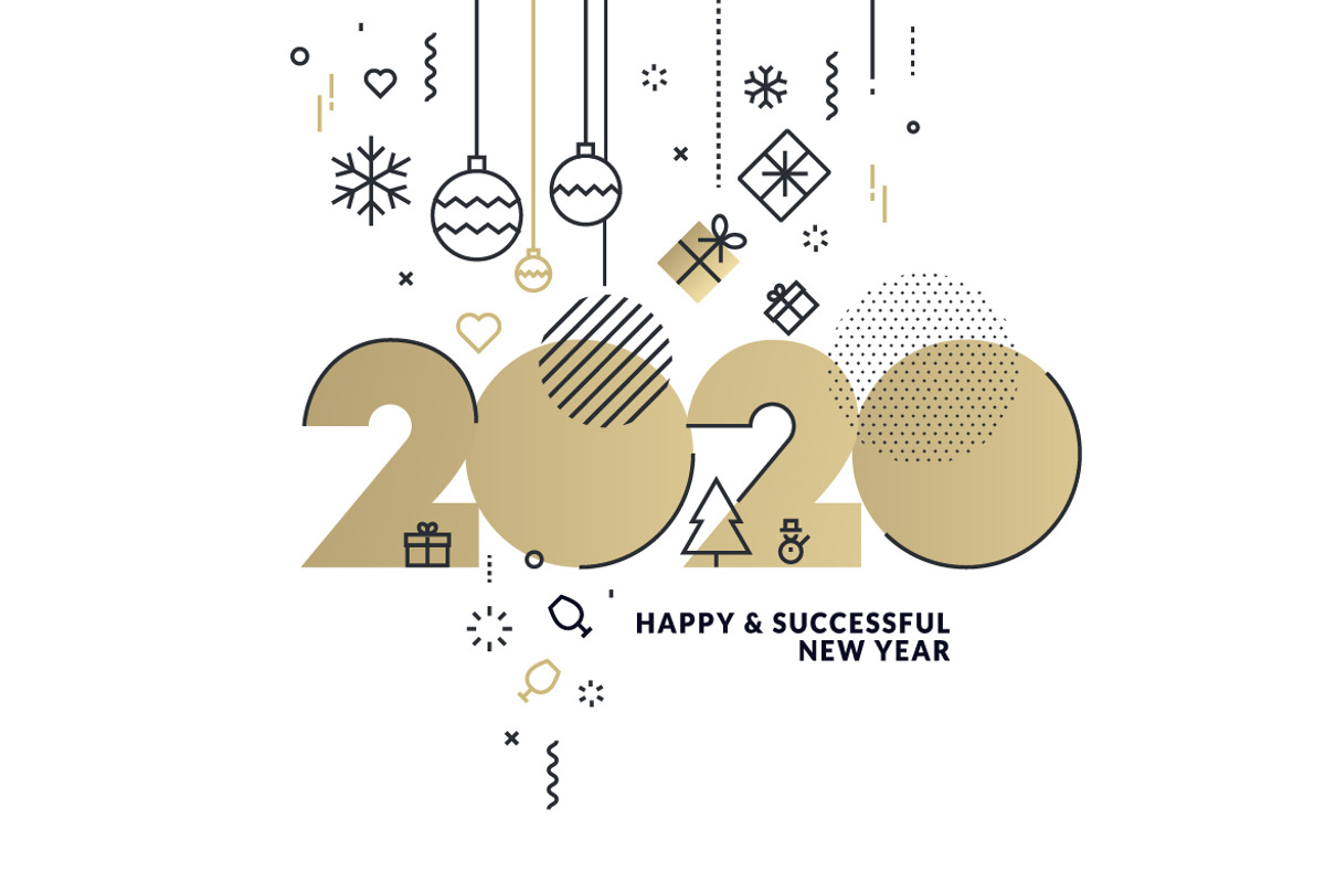 Happy New Year 2020 greeting card, a Decorative Illustration by ...