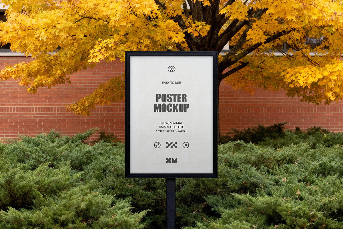 Freestanding Framed Poster Mockup, an Advertising Mockup by Design Squad