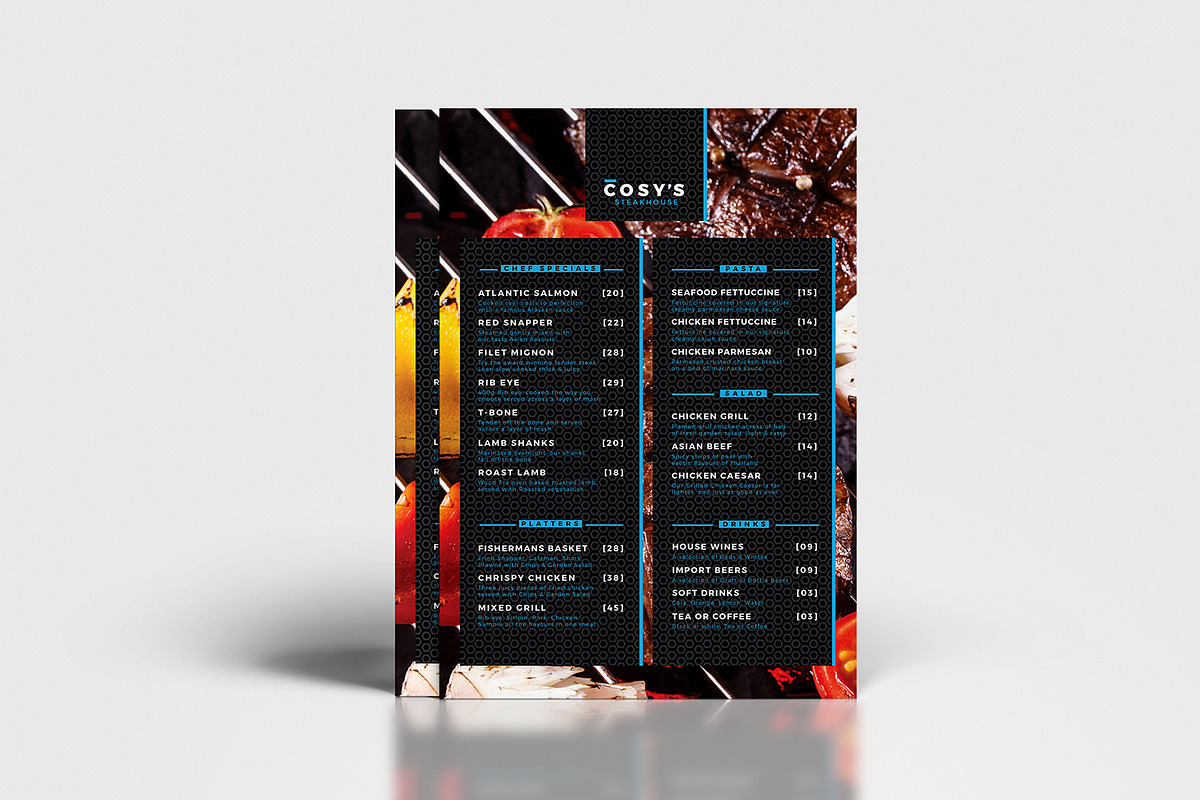 A4 Restaurant Menu Template, a Stationery Template by BrandPacks