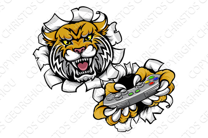 Wildcat Bobcat Esports Gamer Mascot | Sports Illustrations ~ Creative ...