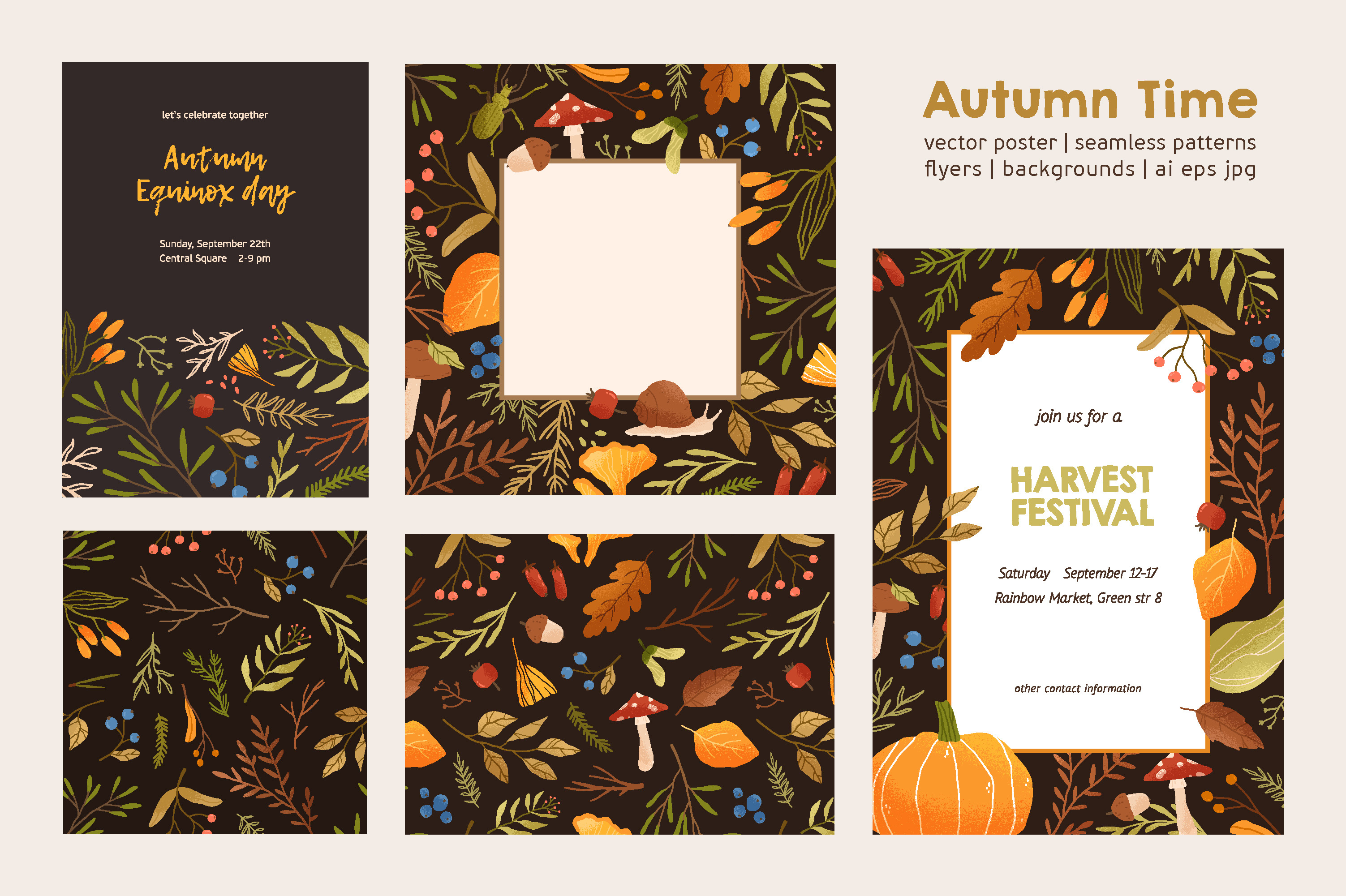 Autumn time backgrounds bundle, a Decorative Illustration by Good Studio