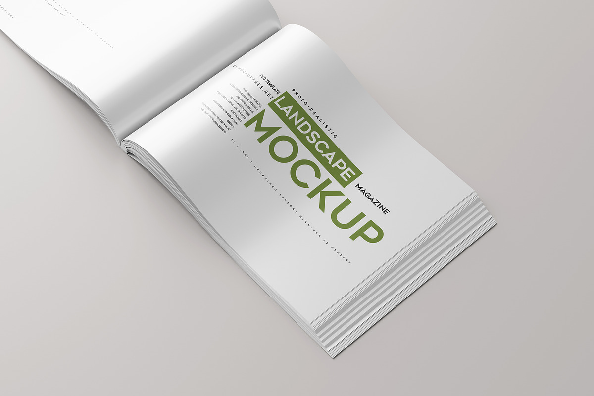 Horizontal Open Magazine Mockup, a Books & Magazine Mockup by ...