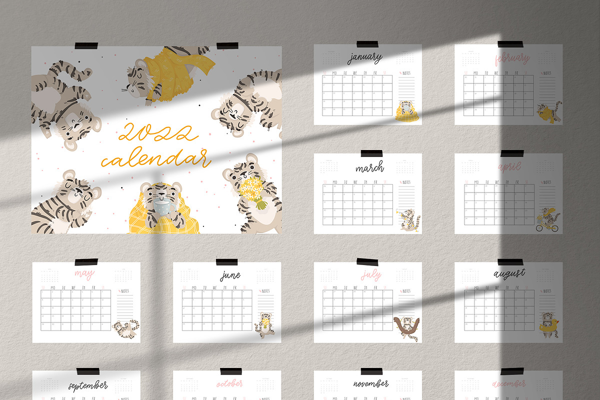 2022 tiger calendar - 4 templates