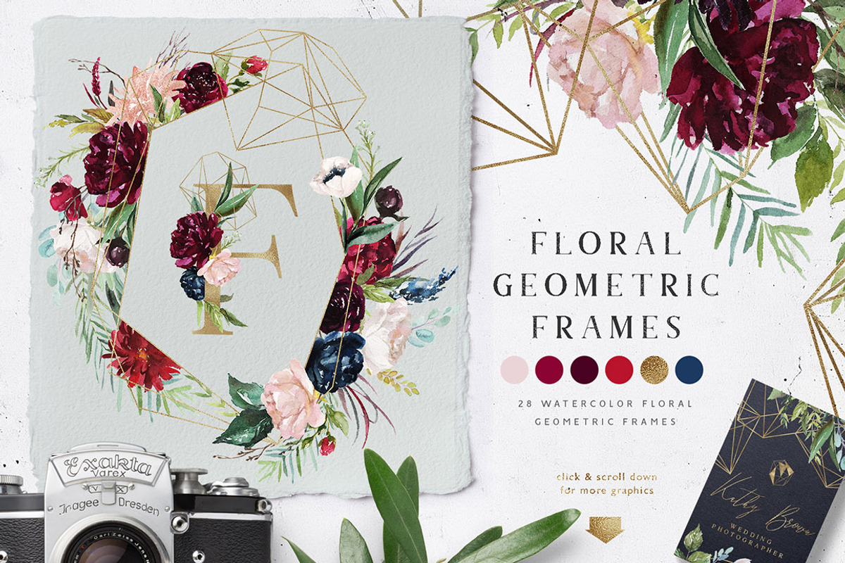 Watercolor Floral Gold Alphabet, a Decorative Illustration by Veris Studio