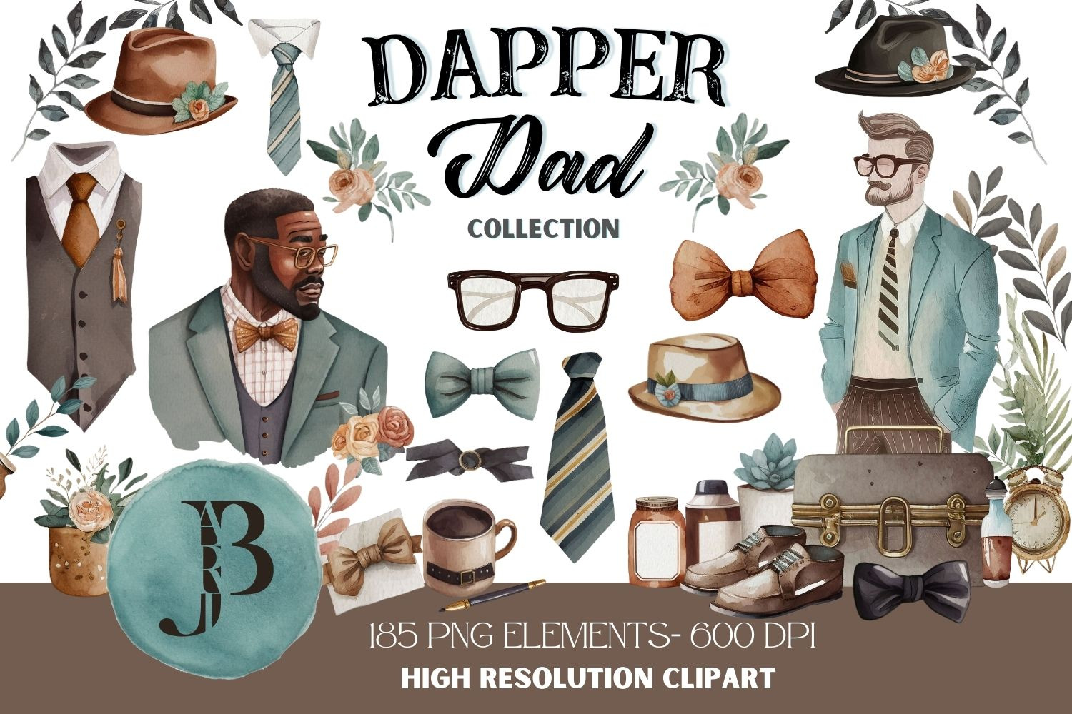 Dapper Dad Fathers Day Clipart, a Graphic by JBArt Clipart