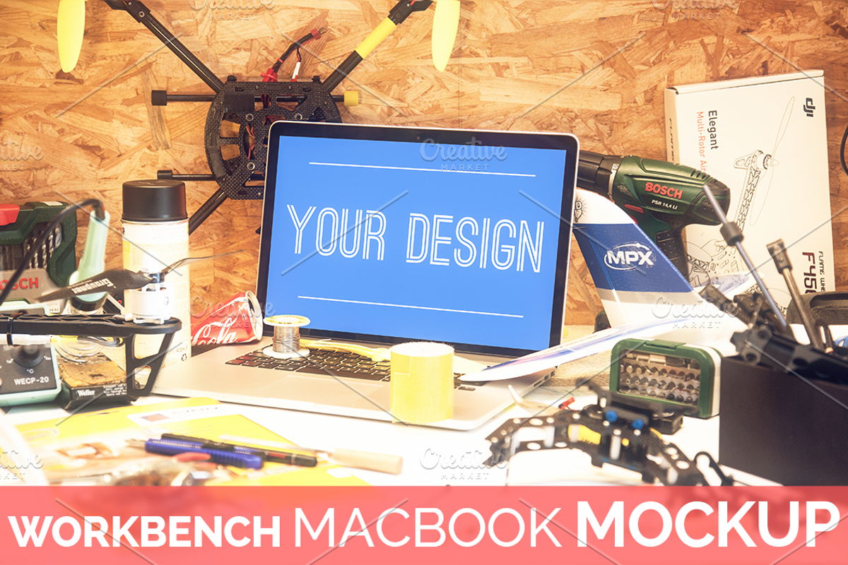 High Res. Workbench Macbook Mockup, a Websites & App Template by The ...