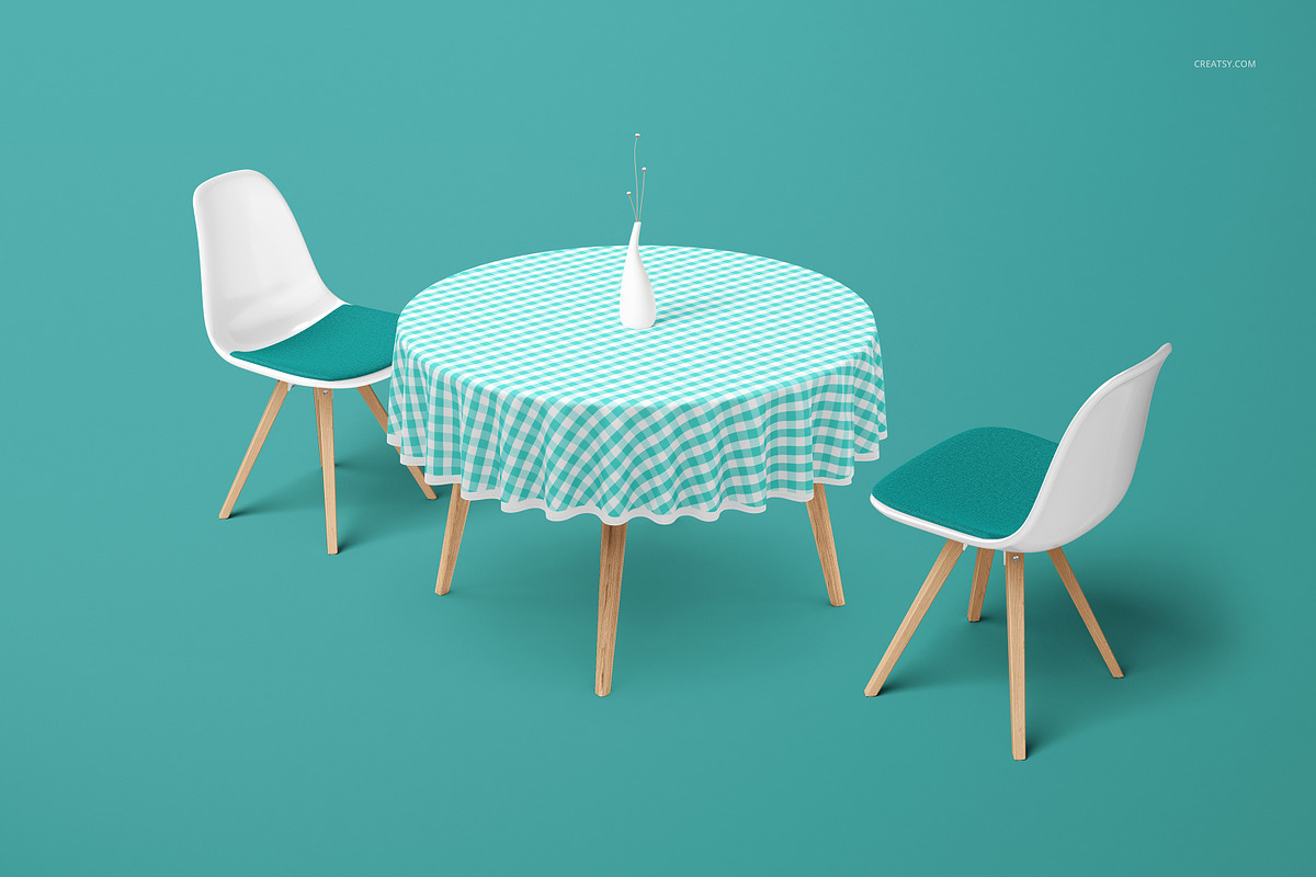 Round Tablecloth Mockup Set, a Household Mockup by creatsy5