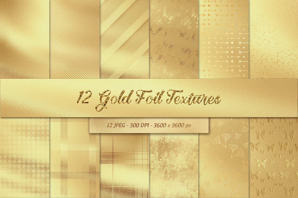 12 Gold Foil Textures, a Texture Graphic by Orange Fox