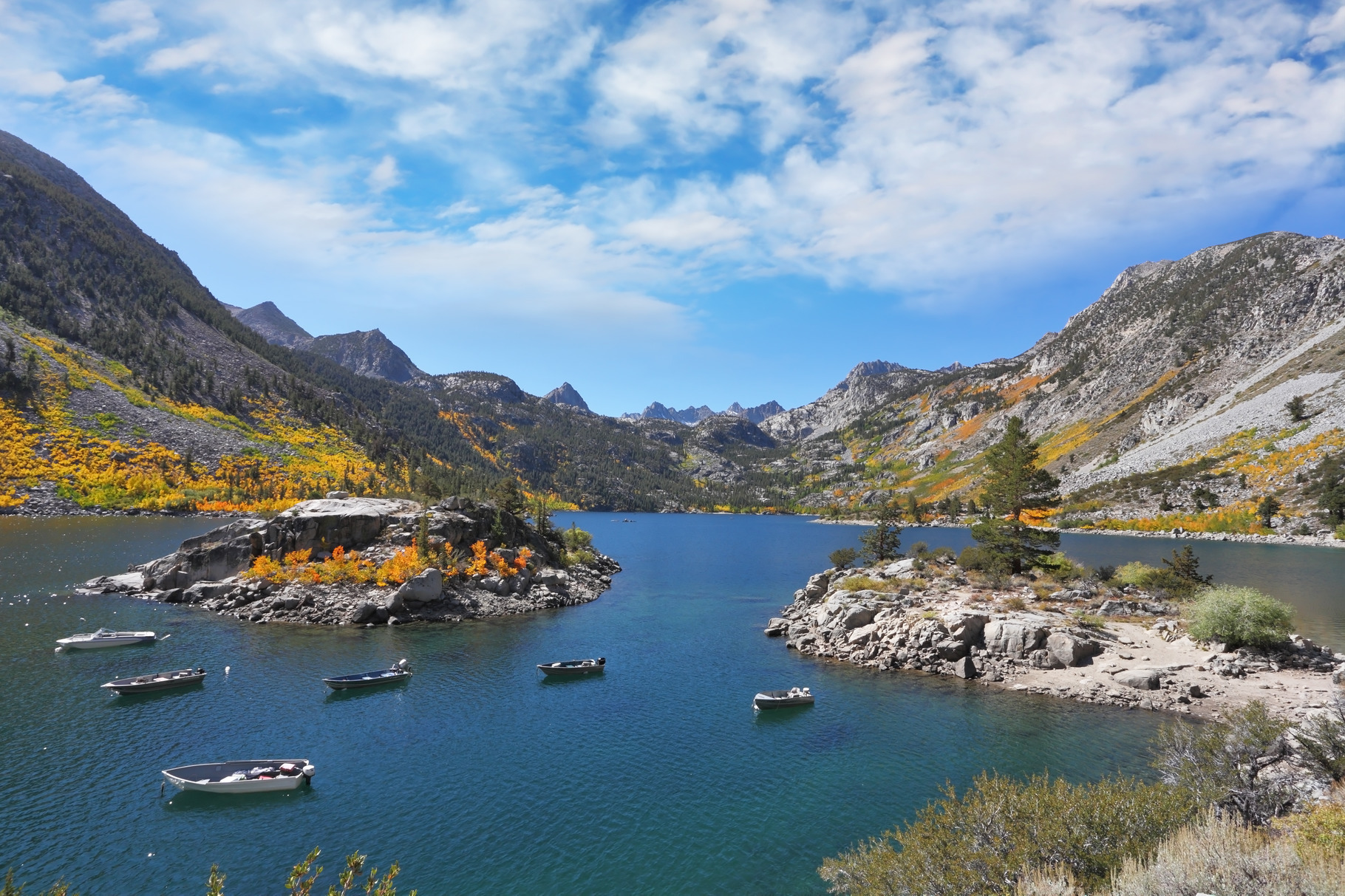 Azure lake featuring lake, boat, and fishing, a Nature Photo by kavram