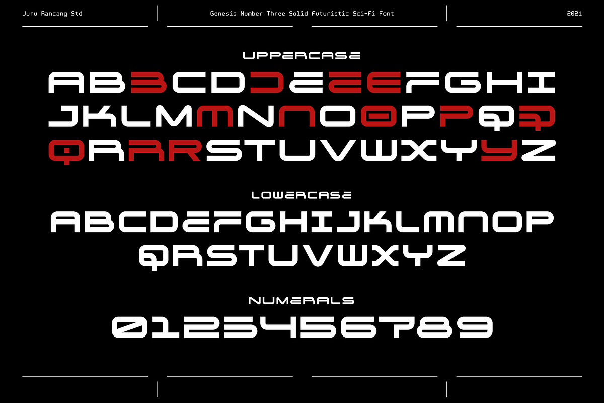 Genesis Three Expanded Sci-Fi Fonts, a Font by Juru Rancang Studio