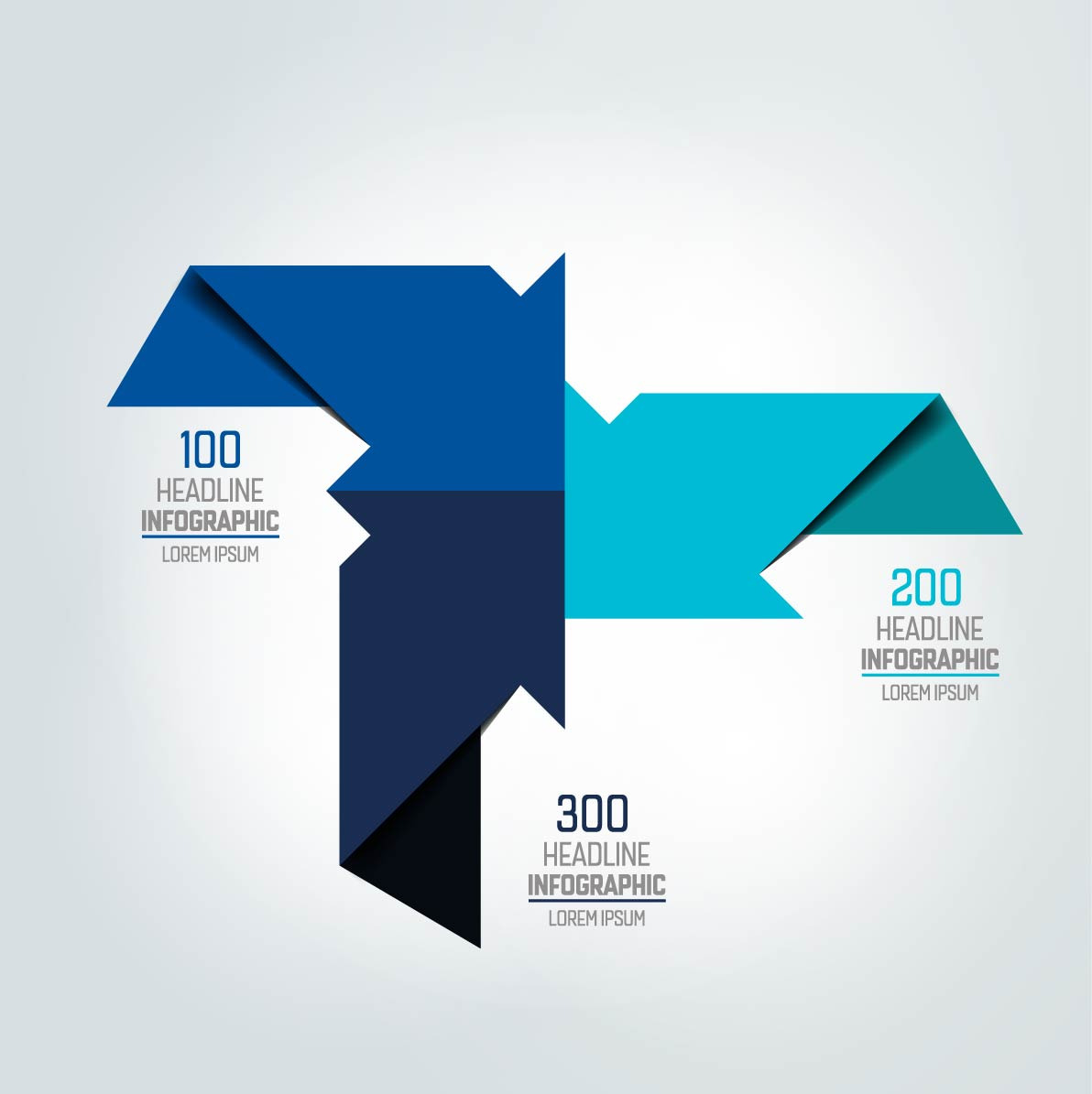 3 arrows connected by the midlde, a Work Illustration by VectorAN