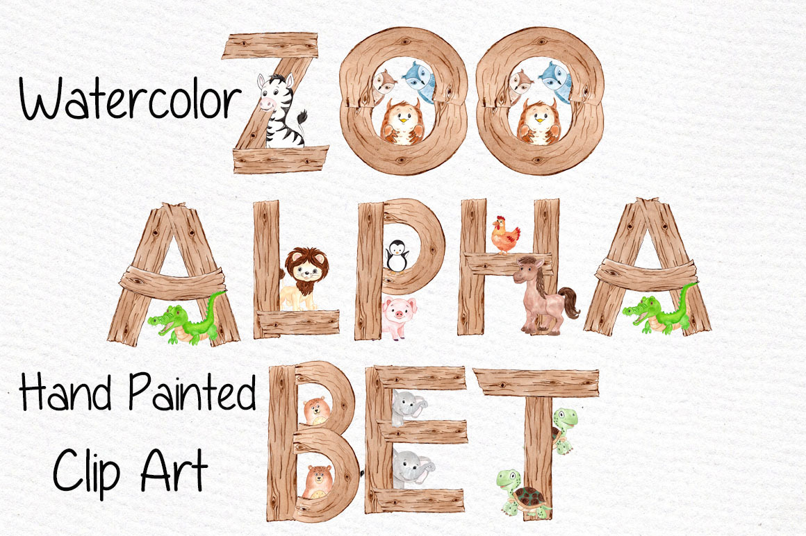 Watercolor animal alphabet clipart, an Animal Illustration by vivastarkids