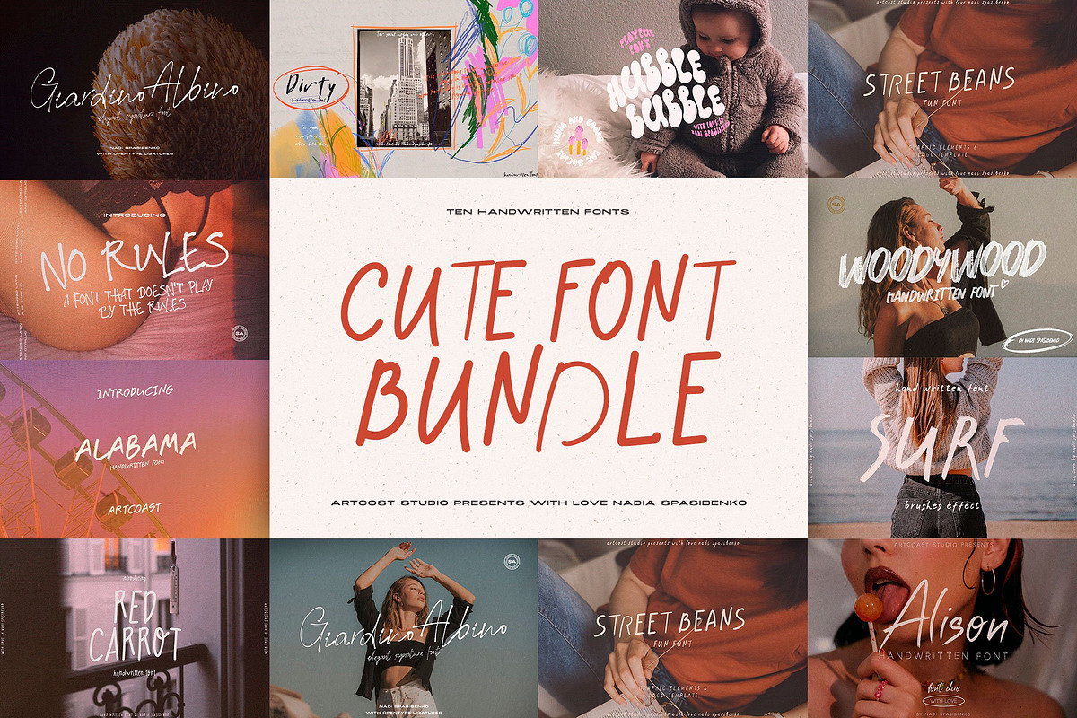 Cute Font Bundle | Handwritten Fonts, a Script Font by Artcoast Fonts
