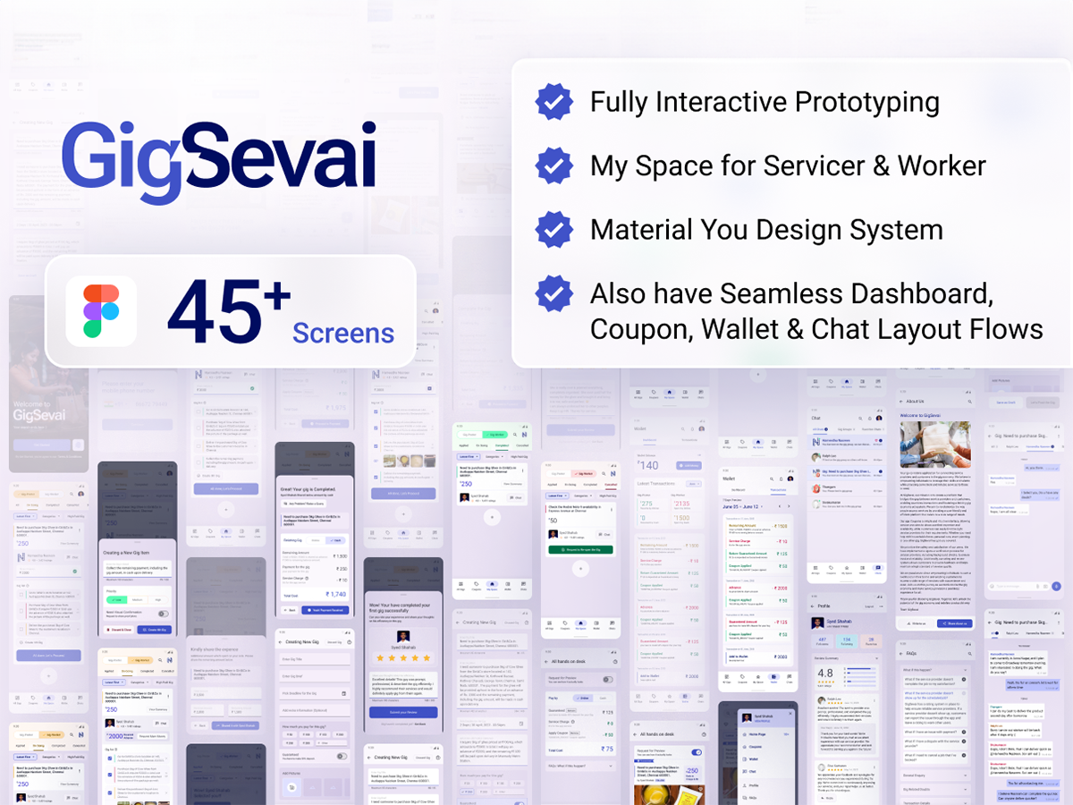GigSevai Gig Economy App, Figma UI Kit