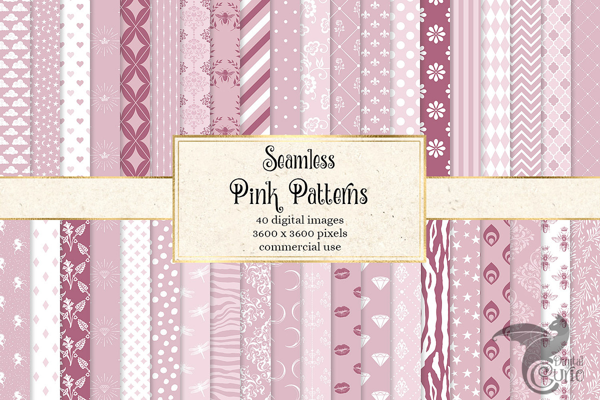 Pink Digital Paper Patterns, a Pattern Graphic by Digital Curio ...