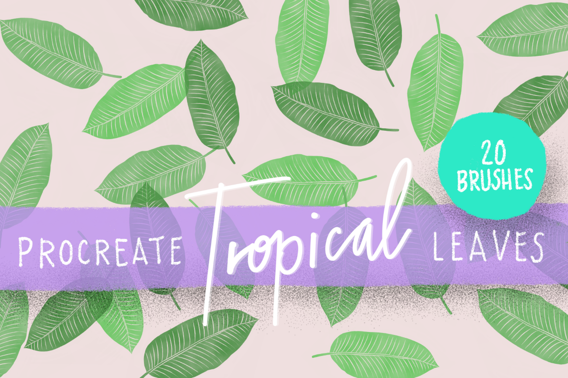 Procreate Tropical Leaves Brush Kit, a Brush Add-On by YokoBlue