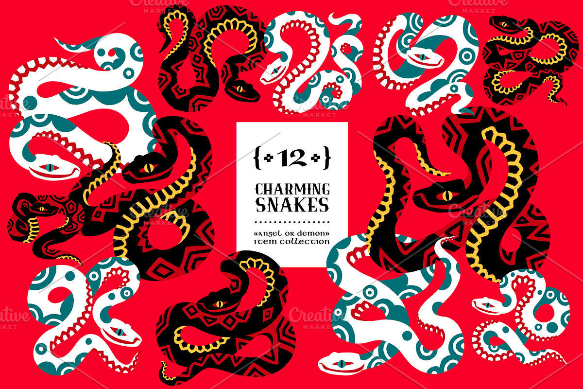 Angel or Demon. Snakes, a Pattern Graphic by OlgaSoi007