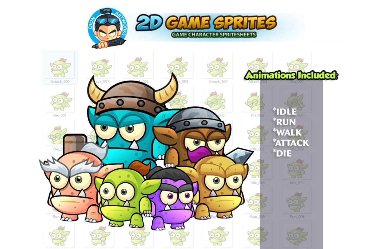 Mini Orc 2D Game Sprites, an Illustration by DionArtworks