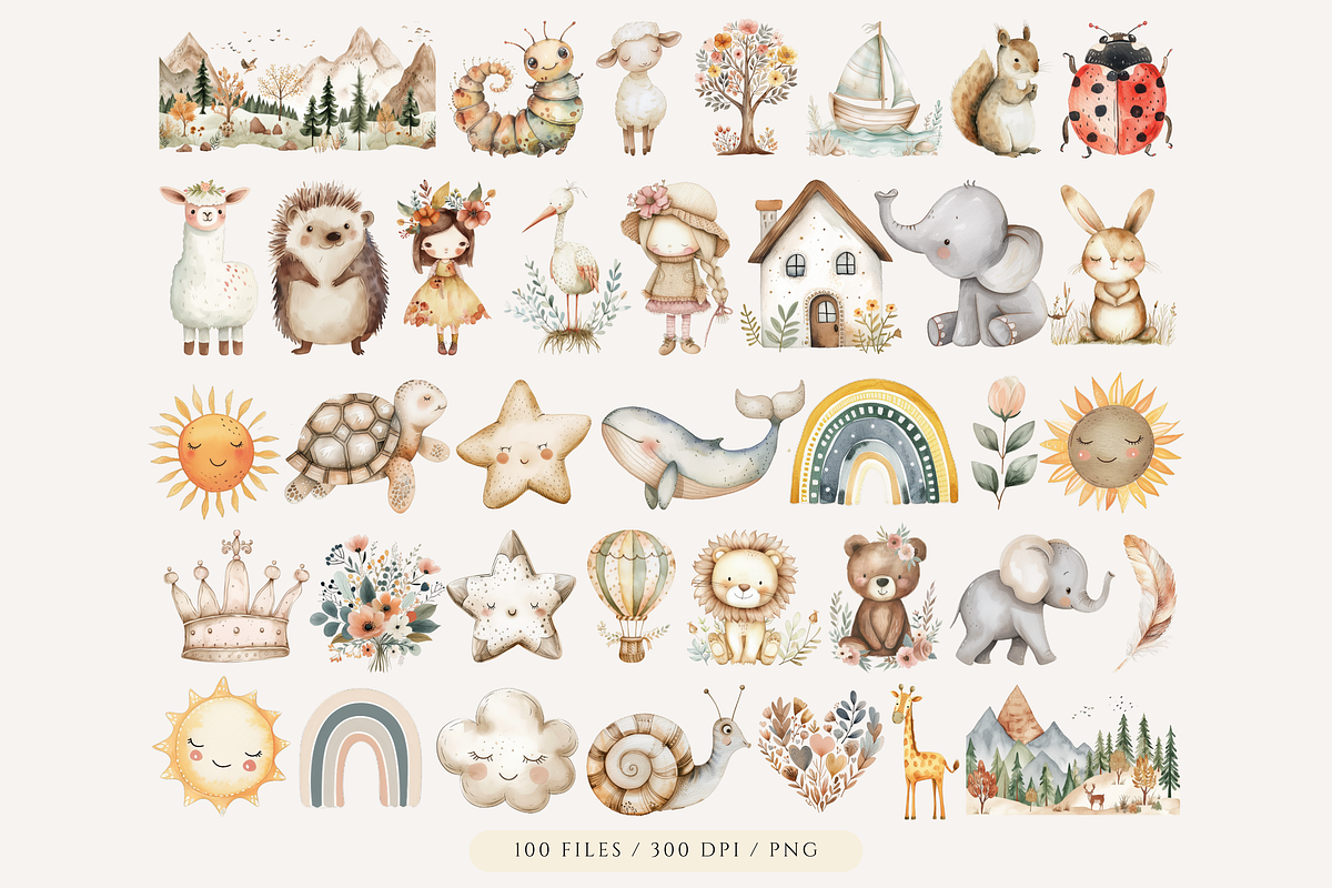 Cute Boho Doodle Clipart Set, an Animal Illustration by ClipArtCharm
