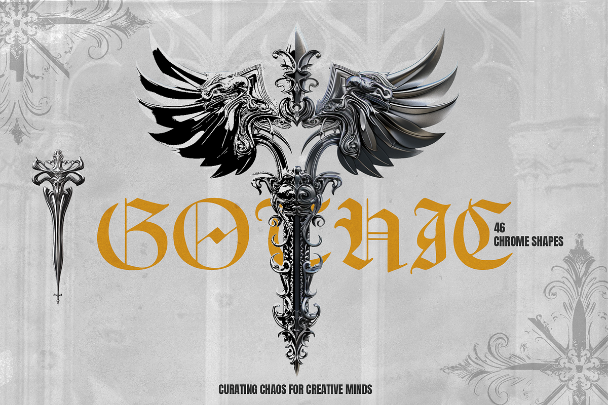 Gothic Chrome Shapes, an Object Graphic by BeNone Designs