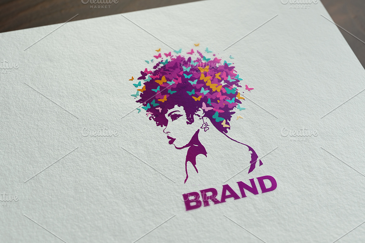 Butterfly Girl Logo Vector & Mock-Up, a Branding & Logo Template by ...