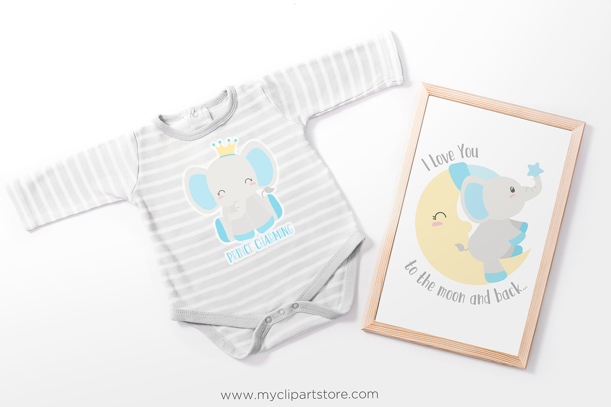 Baby Boy Elephants Clipart + SVG, an Illustration by MyClipArtStore