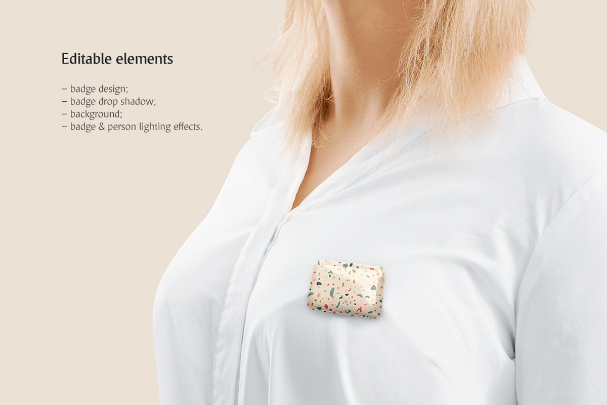 Rectangular Button Badge Mockup, a Merchandise Mockup by rebrandy