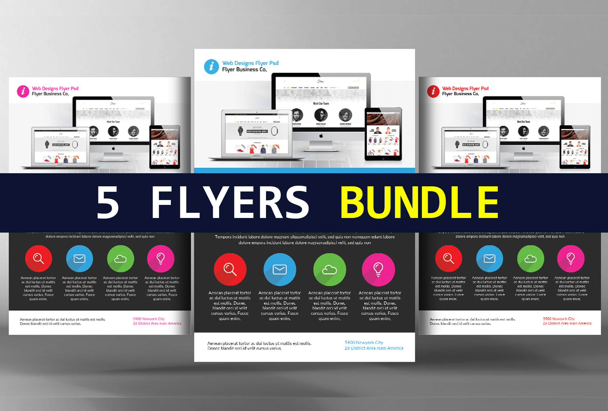 5 Website Design Flyers Bundle, a Flyer Template by graphicforest