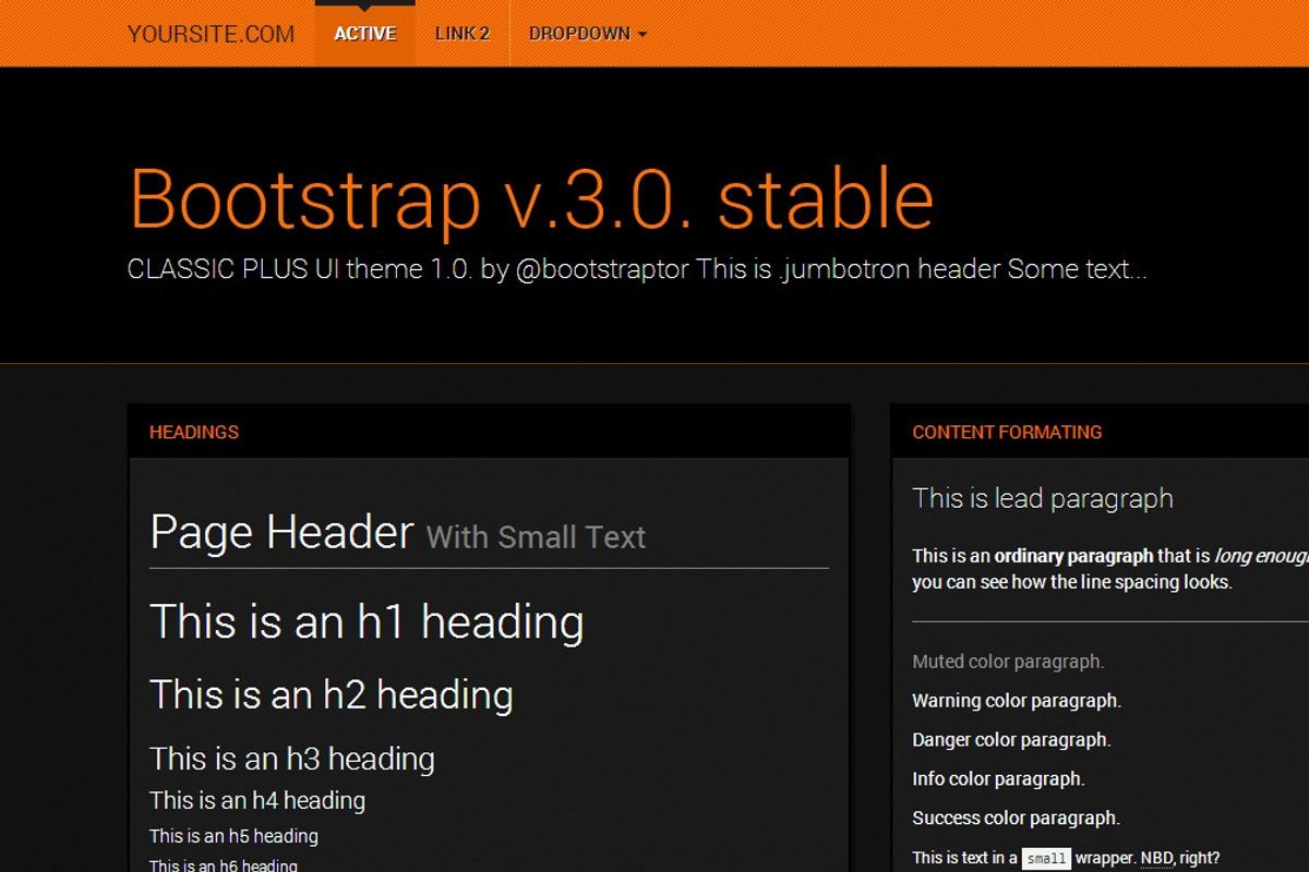 Bootstrap 3.0. Robotron orange theme, a Bootstrap Template by ...